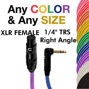 Balanced XLR Cable Female to Right Angle 1/4" TRS - 3 Feet Black - Pro 3-Pin Microphone Connector for Powered Speakers, Audio Interface or Mixer for Live Performance & Recording