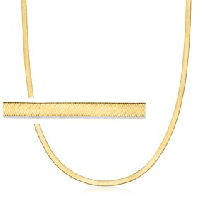 rs pure by ross-simons 3mm 14kt yellow gold herringbone necklace. 16 inches