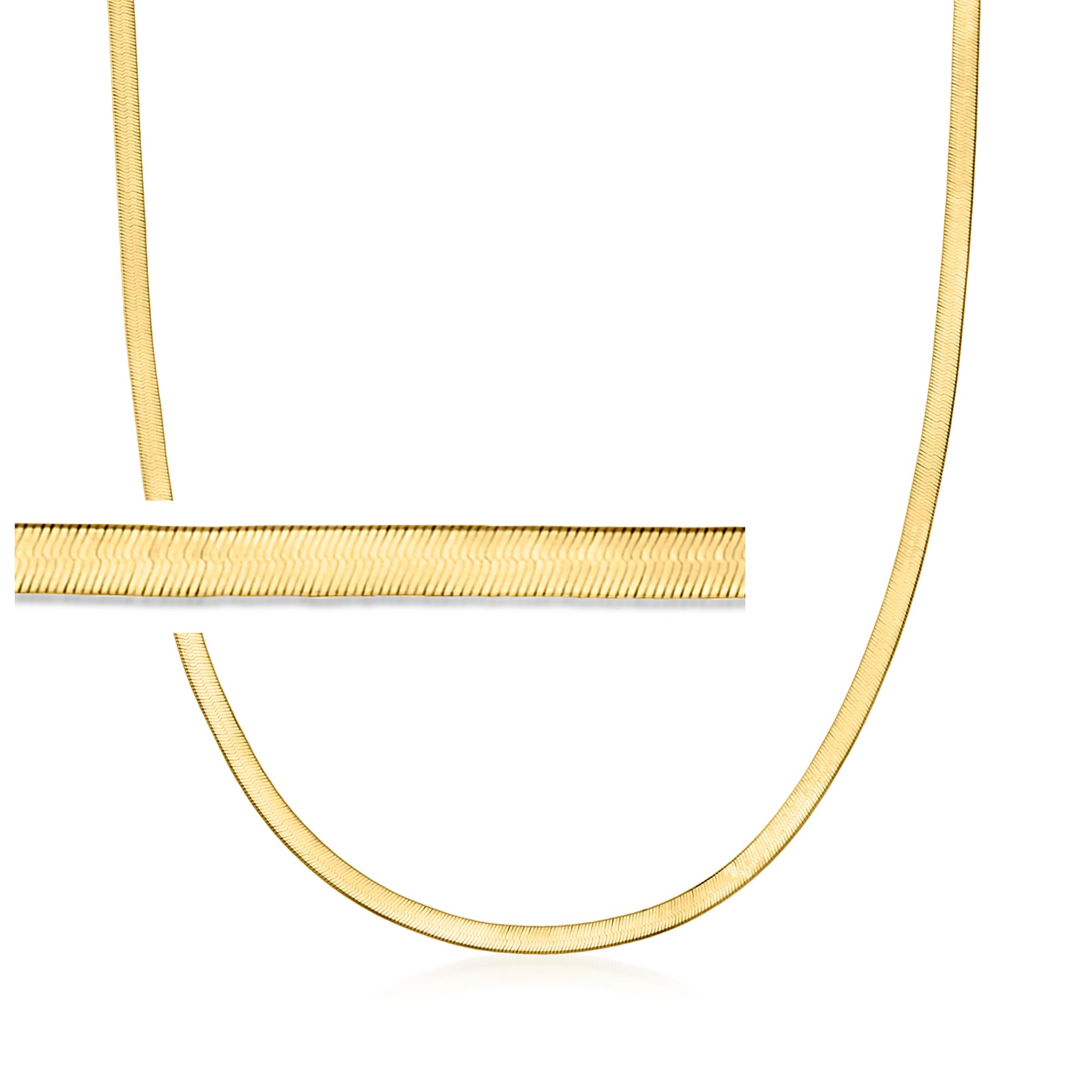 RS Pure by Ross-Simons 3mm 14kt Yellow Gold Herringbone Necklace. 16 inches