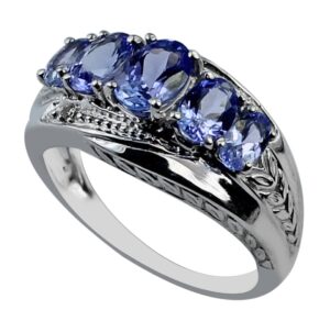 carillon 0.95 carat tanzanite oval shape natural non-treated gemstone 925 sterling silver ring engagement jewelry for women & men