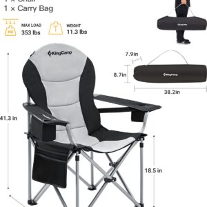 KingCamp KC2008_Black/MediumGrey-US Camping Chair, Oversized, Black&MediumGrey(Set of 2)