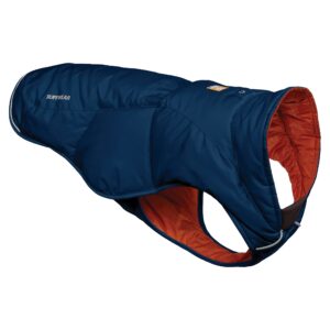 ruffwear, quinzee insulated, water-resistant jacket for dogs with stuff sack, blue moon, medium