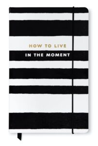 kate spade new york take note large vegan leather notebook, black striped bound journal includes 168 pages, sarah stripe