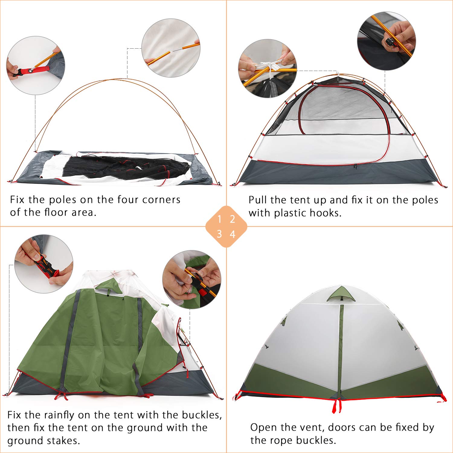 Moon Lence Professional Camping Tent 2 Person Tent Backpacking Tent, Water & Wind Proof Ultralight Equipment for Mountaineering Backpacking & Hiking, Porch Double Layer, Aluminum Alloy Pole