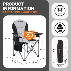 KingCamp KC2008_Black/MediumGrey-US Camping Chair, Oversized, Black&MediumGrey(Set of 2)