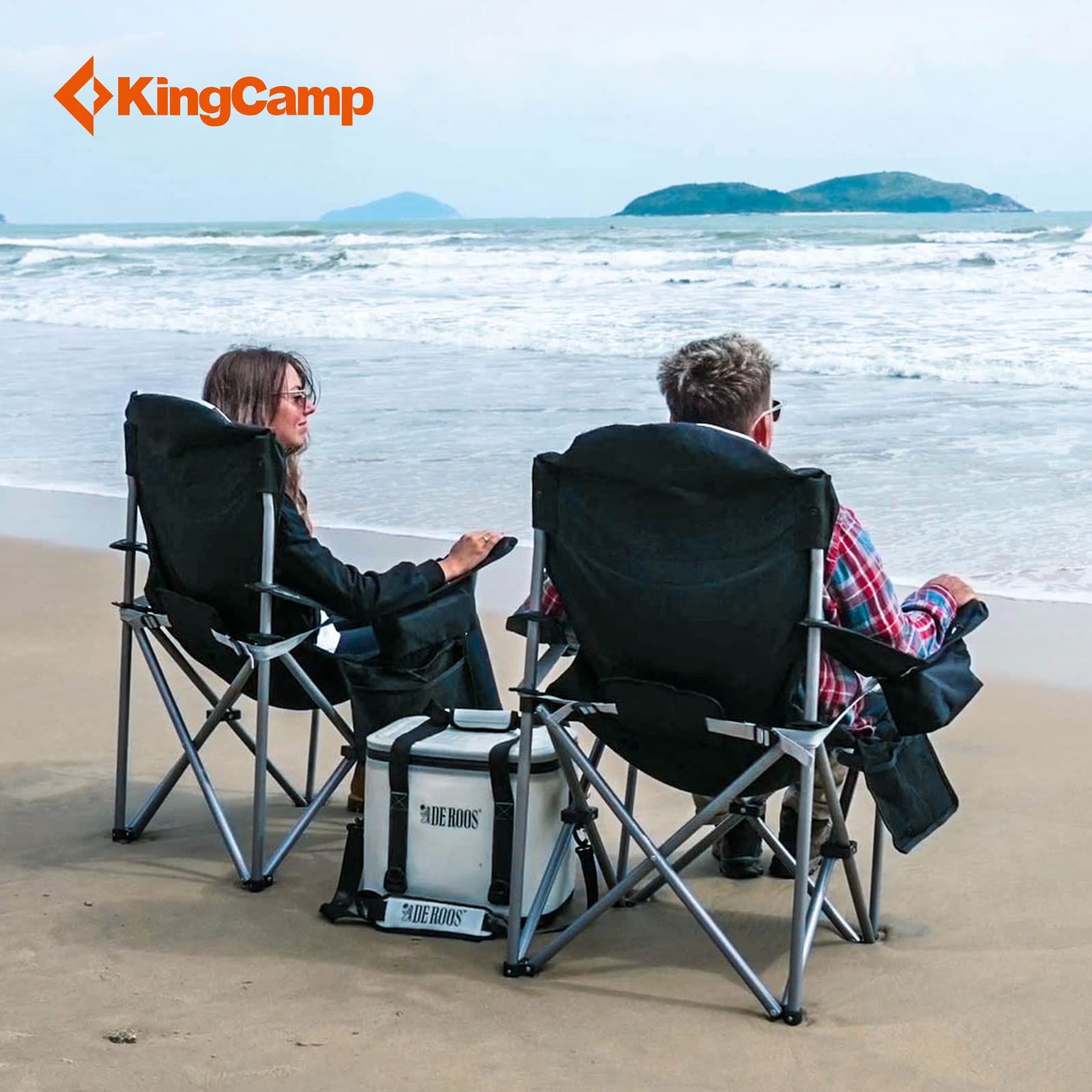 KingCamp KC2008_Black/MediumGrey-US Camping Chair, Oversized, Black&MediumGrey(Set of 2)