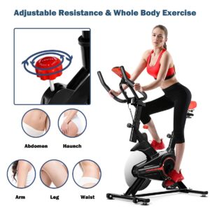 SPORFIT Indoor Cycling Bike Stationary - Exercise Bike with Comfortable Seat Cushion, Silent Belt Drive and Phone Holder for Home Training & Cardio Workout