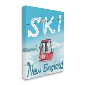 stupell industries ski new england red winter trolly mountains, designed by ziwei li canvas wall art, 16 x 20, blue