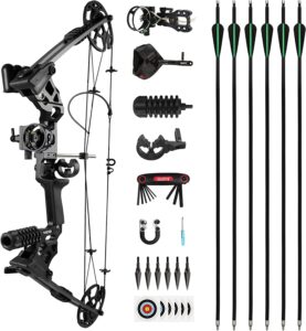 the7box compound bow and arrow set 20-70 lbs adjustable 320 fps speed,paired with a complete set accessories, suitable for outdoor archery and hunting for adults and beginners