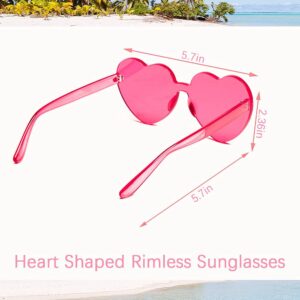 LIULIUBTY Heart Shaped Rimless Sunglasses, Bachelorette Party Cool Sunglasses 12 Pack, Colorful Plastic Funky Sunglasses Party Favors (Mixed Colors)