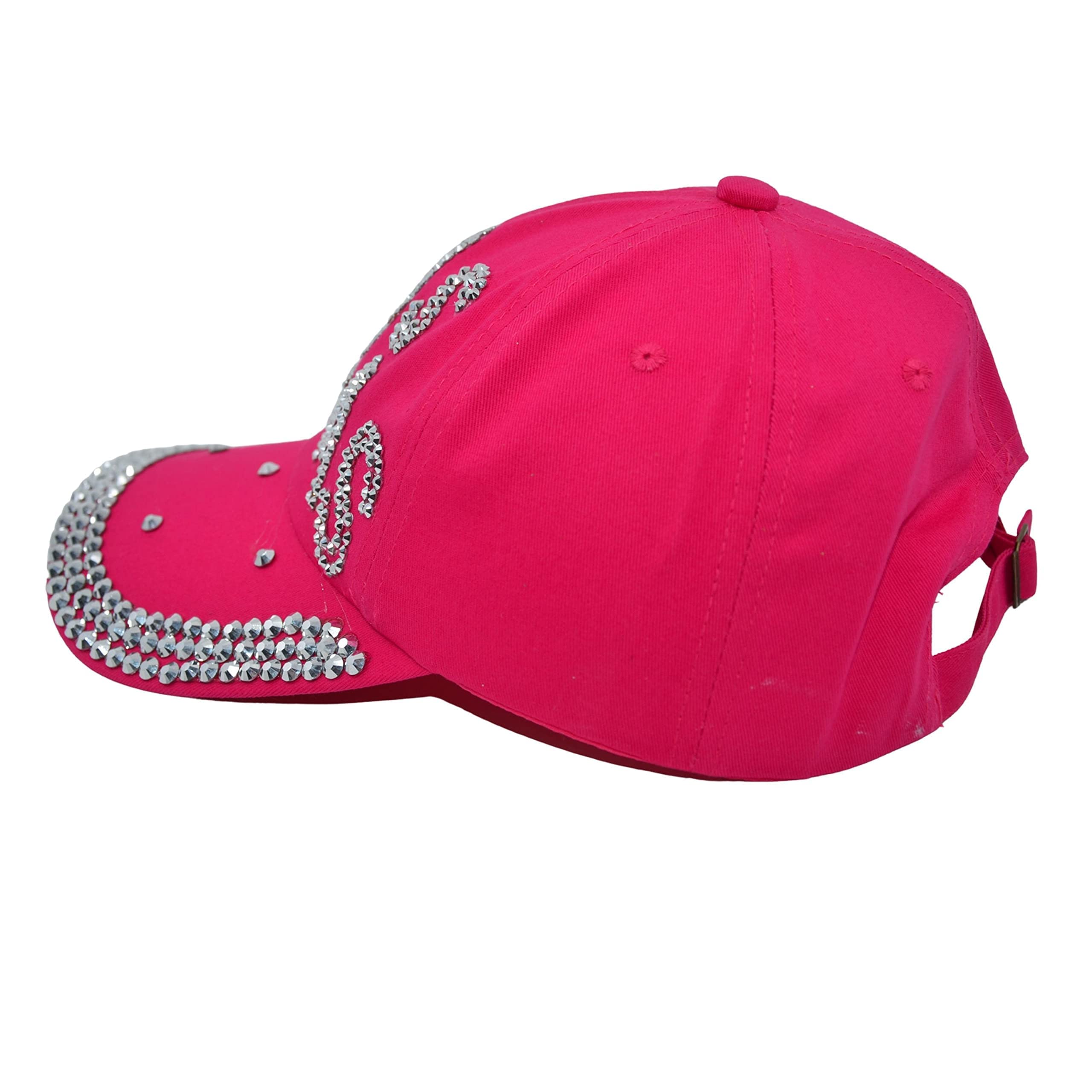 Popfizzy Bling Pink Las Vegas Hat for Women Rhinestone Hat, Bedazzled Baseball Caps, Distressed Hat, Fancy Bejeweled Hats, Sparkle Studded Ball Caps