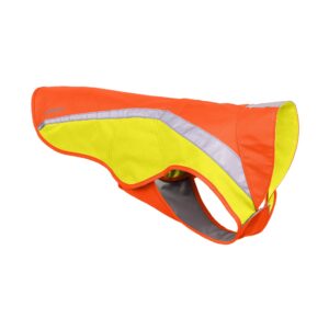 ruffwear, lumenglow high-vis dog jacket, high-visibility protection for day and night, blaze orange, small