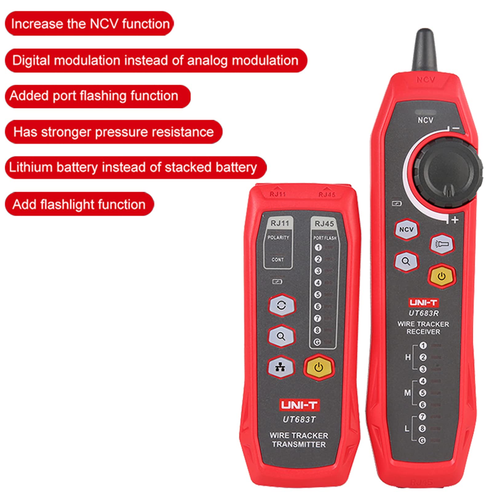 UNI-T UT683KIT Cable Tester Wire Tracker for RJ11 and RJ45 Cables Tester, Telephone Line Finder Cable Collation, Network Maintenance Collation, Repairing Networking Tool