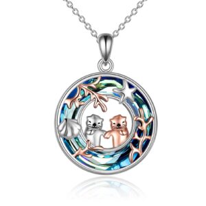 onefinity otter gifts for women sterling silver crystal sea otter necklace cute animal pendant for mom jewelry gift