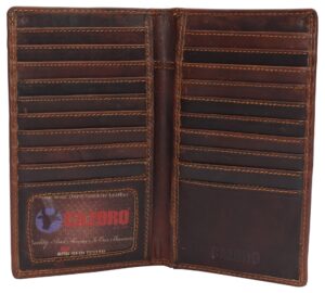 swiss marshall rfid blocking bifold genuine leather credit card id holder long wallet (cazoro brown)