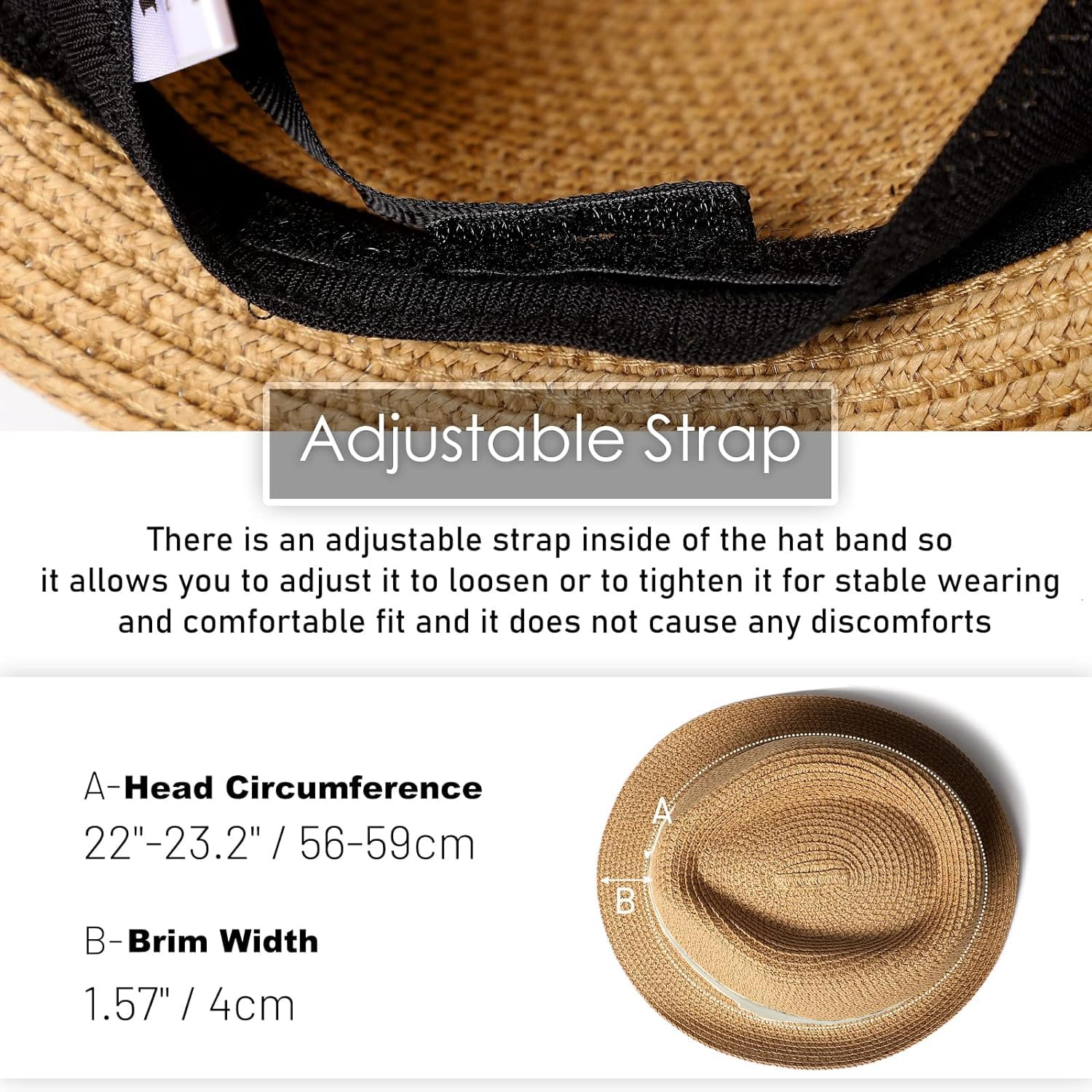 Lvaiz Womens Straw Hat Short Brim Panama Fedora Beach Sun Trilby Hat for Vacation Gentlemen Roll Up Summer Hat A01-khaki L