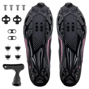 Venzo Women's MTB Bike Bicycle Cycling Shoes with Multi-Function Clip-less Pedals & Cleats - Compatible with Shimano SPD & Crankbrother System - 5.5 US Women