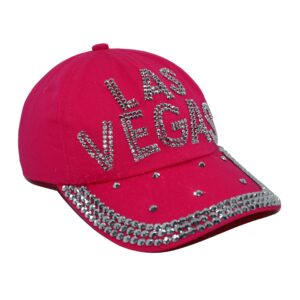 popfizzy bling pink las vegas hat for women rhinestone hat, bedazzled baseball caps, distressed hat, fancy bejeweled hats, sparkle studded ball caps