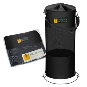 mangrove products: portable boat trash can, reusable trash bag, boating equipment, boat storage, boat accessories marine, pontoon boat accessories, fishing, sandbar, rv, or camping (black)