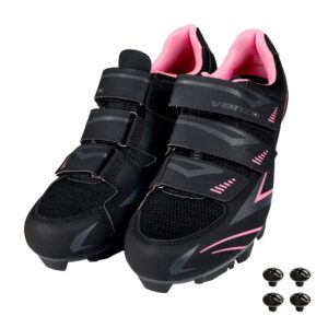 Venzo Women's MTB Bike Bicycle Cycling Shoes with Multi-Function Clip-less Pedals & Cleats - Compatible with Shimano SPD & Crankbrother System - 5.5 US Women