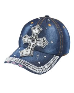 popfizzy cross hat, rhinestone hats for women, bling bling bedazzled baseball caps, distressed denim hat, bejeweled hats