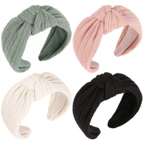 qianxuan fabric headbands for women's hair fashion solid color headbands for girls woven women hair accessories knitting wide soft lady turban top knotted glam hairbands