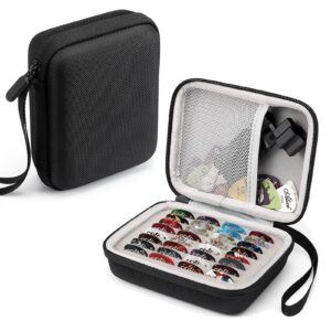 liyacial guitar pick holder case compatible for fender, chromacast, d'addario, jim dunlop, bolopick, guitar accessory storage pouch (black)