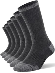 fitrell 6 pack men's athletic crew socks cushioned work boot socks, grey, x-large, shoe size 12-15