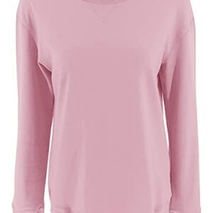 Orchidays Womens Casual Crewneck Sweatshirts Long Sleeve Cute Tunic Tops Loose Fitting Pullovers (Pink,XX-Large,Adult,Female,US,Alpha,XX-Large,Regular,Regular)