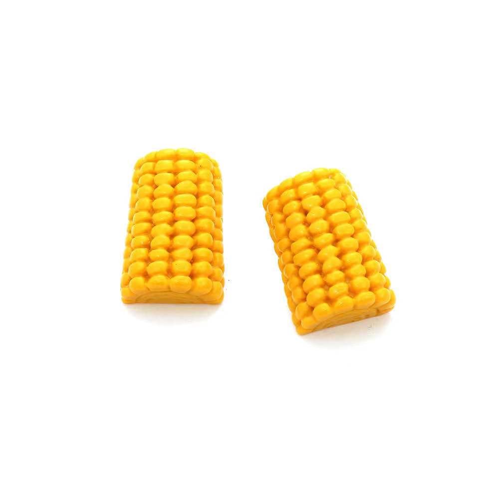 Purple Myrtle Corn on the Cob Earrings. Super Cute Food Earrings for Women, Teens, Gils, and Anyone. Yellow Studded Corn Earrings for Gag Gifts, Thanksgiving, Halloween, and Any Occasion.