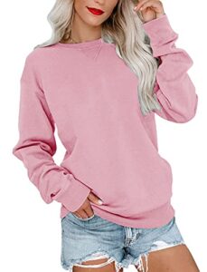 orchidays womens casual crewneck sweatshirts long sleeve cute tunic tops loose fitting pullovers (pink,xx-large,adult,female,us,alpha,xx-large,regular,regular)