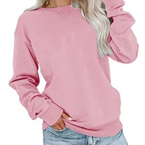 Orchidays Womens Casual Crewneck Sweatshirts Long Sleeve Cute Tunic Tops Loose Fitting Pullovers (Pink,XX-Large,Adult,Female,US,Alpha,XX-Large,Regular,Regular)