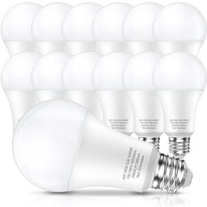 ledera 150 watt led light bulbs, daylight white 5000k, 2500 lumens super bright led bulbs, e26 base, a21 led bulbs 23w energy saving, non-dimmable bulbs for living room bedroom garage office, 12 packs