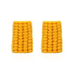 purple myrtle corn on the cob earrings. super cute food earrings for women, teens, gils, and anyone. yellow studded corn earrings for gag gifts, thanksgiving, halloween, and any occasion.