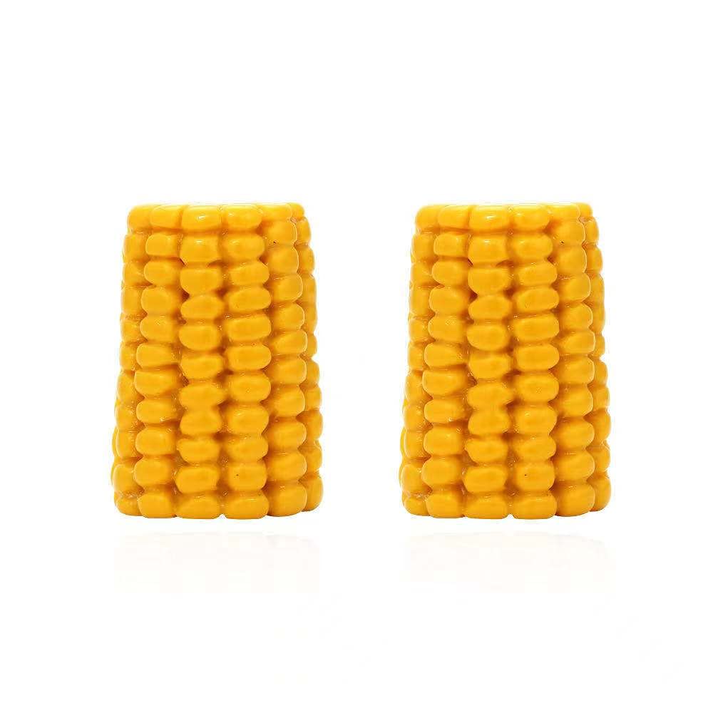 Purple Myrtle Corn on the Cob Earrings. Super Cute Food Earrings for Women, Teens, Gils, and Anyone. Yellow Studded Corn Earrings for Gag Gifts, Thanksgiving, Halloween, and Any Occasion.