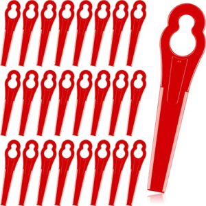 honoson plastic machine trimming blades replacement plastic blades accessories trimmer grass mowing nylon blades garden lawn mower accessories tools compatible for polycut 2-2 (red,100 pieces)