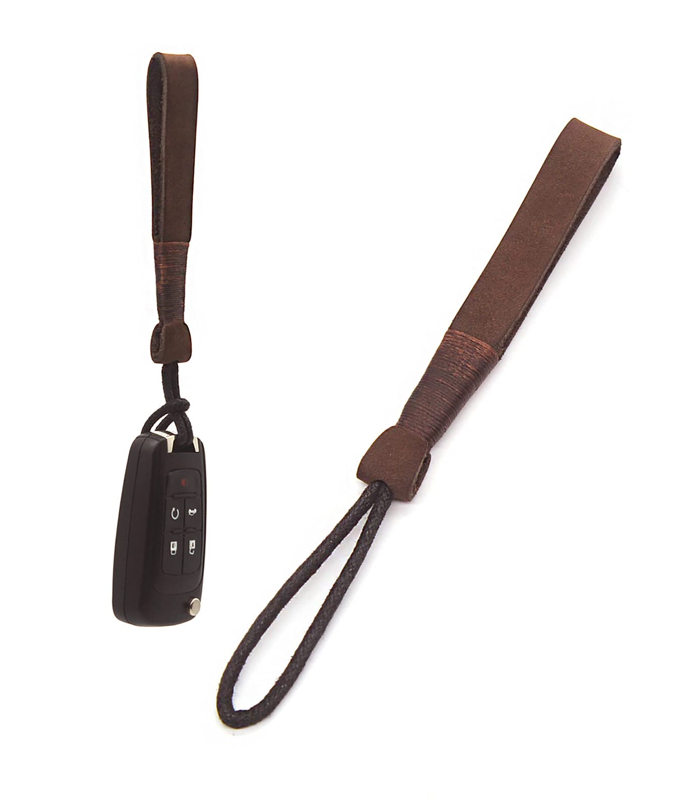 LAGIPA Leather Car Key Fob Keychain, Non-metallic Car Key Rope Lanyard Holder, No Metal Scratch