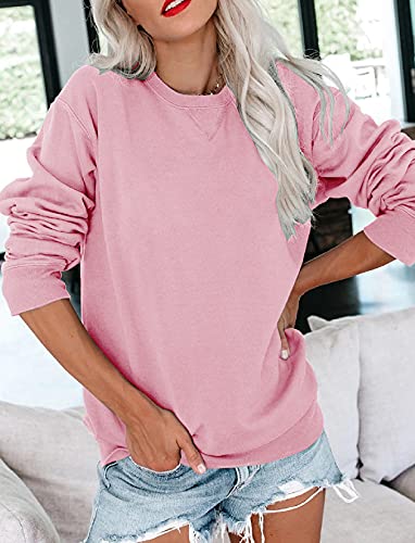 Orchidays Womens Casual Crewneck Sweatshirts Long Sleeve Cute Tunic Tops Loose Fitting Pullovers (Pink,XX-Large,Adult,Female,US,Alpha,XX-Large,Regular,Regular)