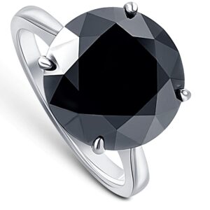 8 ct black moissanite solitaire engagement ring 10k white gold - size 7