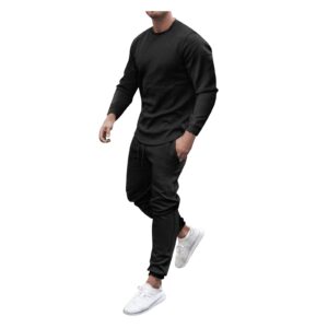 stoota mens 2021 2 pieces solid & colorblock tracksuit outfit set, jogging sport gym sweatsuit pants activewear jumpsuit