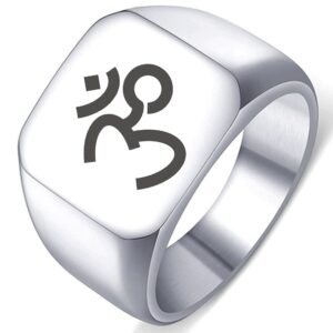 dacai buddhism om peace engraved symbol stainless steel men women jewelry ring