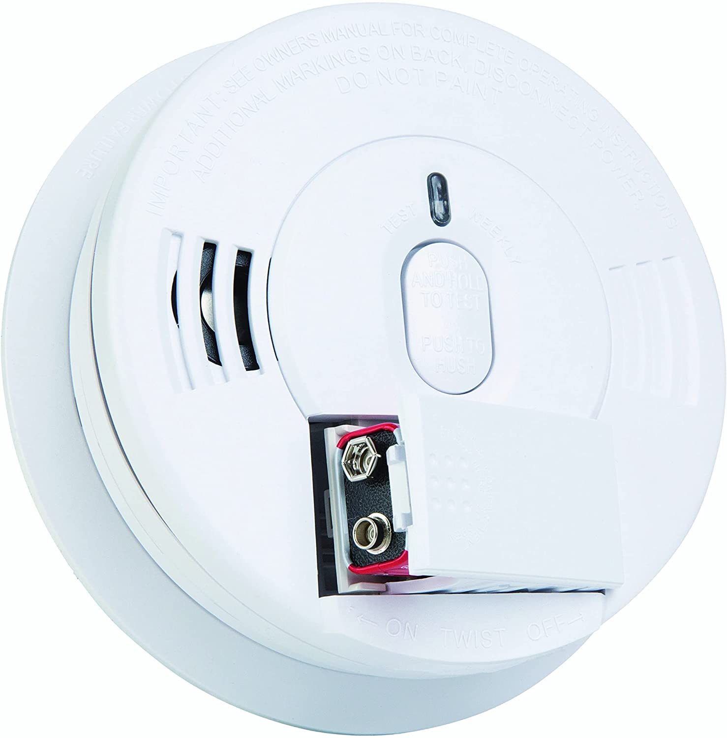 Kidde Smoke Detector, Hardwired Smoke Alarm with Battery Backup, Front-Load Battery Door, Test-Silence Button,(Pack of 2) White