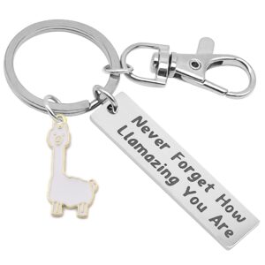 nakumicha motivational llama keychain never forget how llamazing you are，llama gifts for women,alpaca gifts decor llama lover jewelry gift for family bff animal lovers white