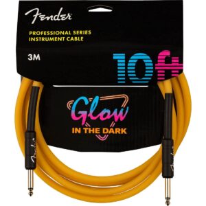 fender 0990810113 professional series glow in the dark orange instrument cable - 10 feet