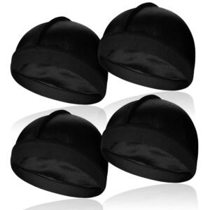 4 pcs elastic silky wave cap, satin men doo rags caps for 360, 540, 720 waves, great for athletes, hip-hop lovers and so on