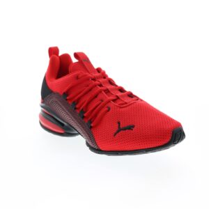 puma men's axelion interest stripe running shoe high risk red/puma black 9.5