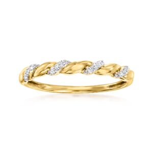 rs pure by ross-simons diamond-accented twisted ring in 14kt yellow gold. size 6