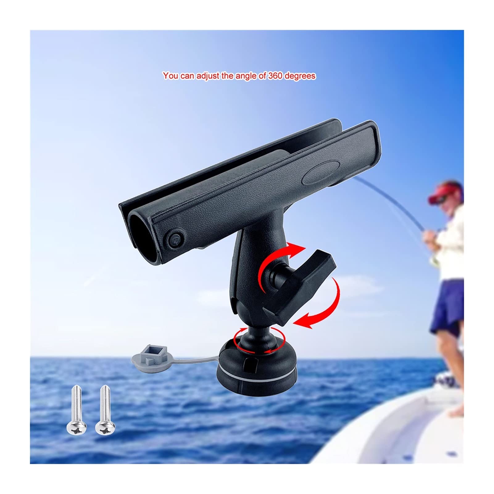 L-SHISM Hardware Kayak ABS Adjustable Boat Fishing Rod Rack Holder Bracket Pole Support Fixer Fix Rest Tool Rotatable Mount Marine Accessories for Marine Boat (Size : 7723B)