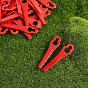 Honoson Plastic Machine Trimming Blades Replacement Plastic Blades Accessories Trimmer Grass Mowing Nylon Blades Garden Lawn Mower Accessories Tools Compatible for PolyCut 2-2 (Red,100 Pieces)