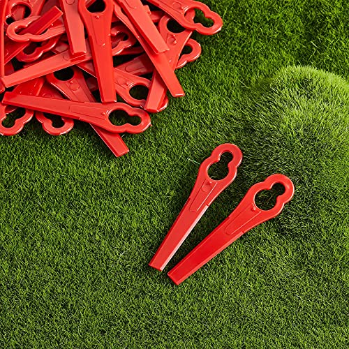 Honoson Plastic Machine Trimming Blades Replacement Plastic Blades Accessories Trimmer Grass Mowing Nylon Blades Garden Lawn Mower Accessories Tools Compatible for PolyCut 2-2 (Red,100 Pieces)